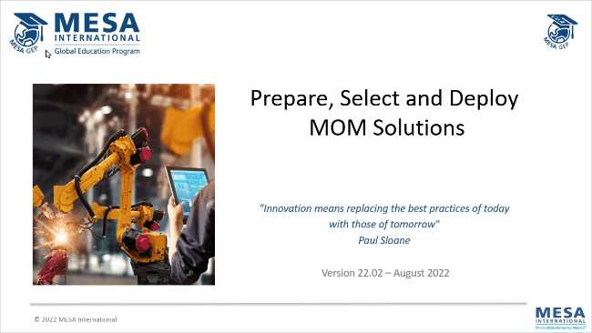 MES/MOM Certificate of Awareness - Manufacturing Enterprise Solutions ...